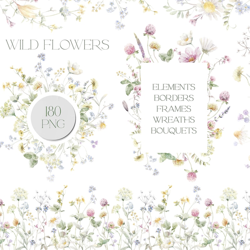 Wildflower Clip Art - Etsy