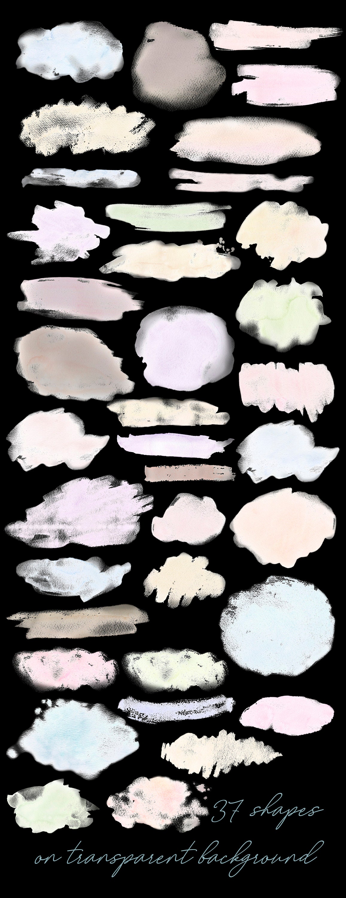 Pastel Splashes Watercolor Clipart Pastel Brush Strokes - Etsy