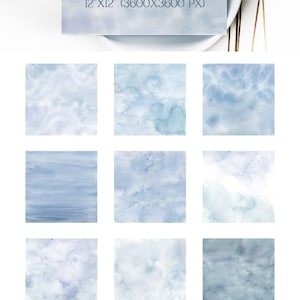 Dusty Blue Digital Paper, Blue Watercolor Textures, Dusty Blue ...