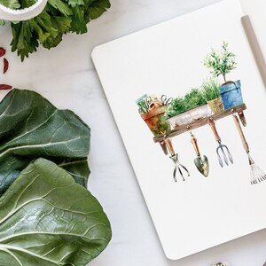 Watercolor Gardening Clipart Rustic Farmhouse Clip Art - Etsy