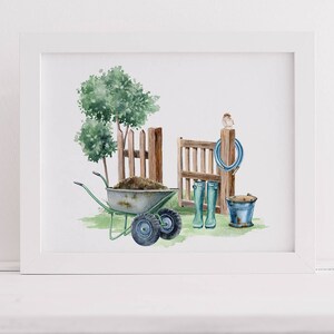 Hand Painted Watercolor Gardening Clipart Rustic Farmhouse Plants and ...