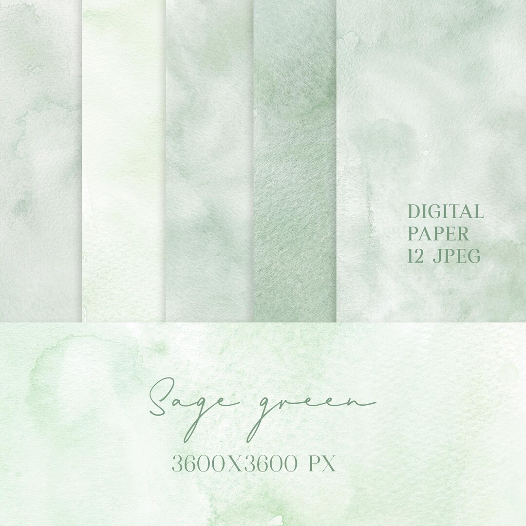 Green Watercolor Digital Paper, Watercolour Green Background, Printable ...