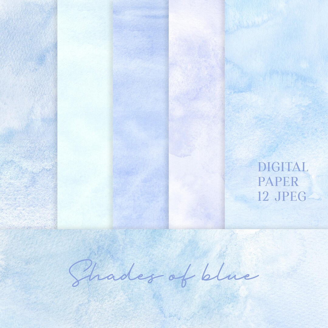 Pastel Blue Digital Paper, Blue Watercolor Background, Sky Blue ...