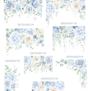Dusty Blue Flowers Watercolor Clipart, Dusty Blue Floral Clipart ...
