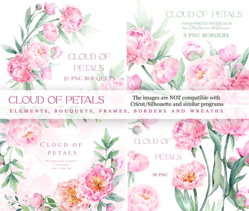 Watercolor Peony Clipart, Peonies Png, Blush Pink Flowers Clipart ...