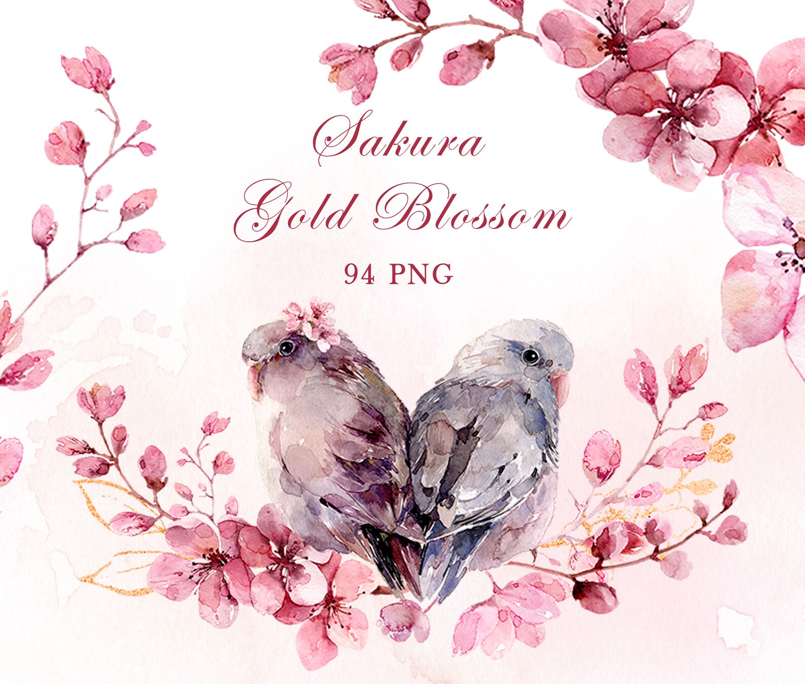 Cherry Blossom Clipart Watercolor Sakura Clipart Spring - Etsy