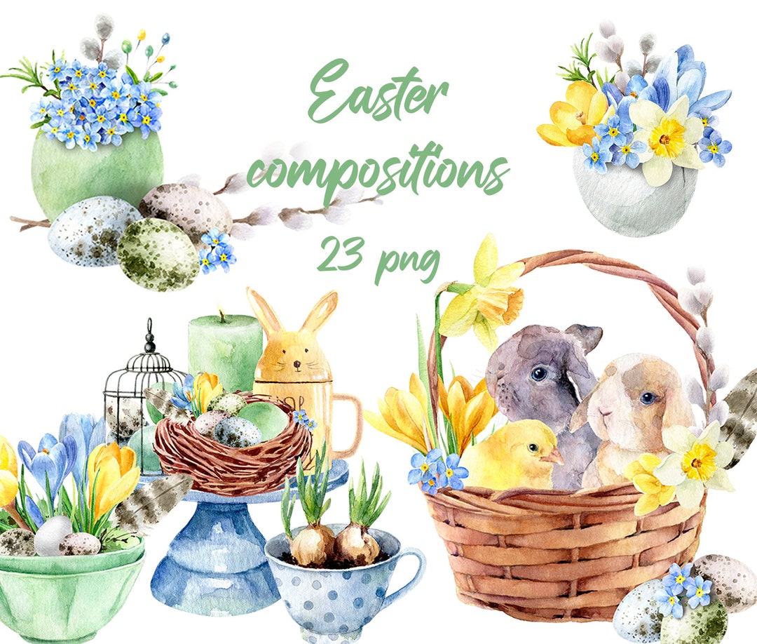 Easter Png, Spring Clipart, Easter Bunny, Printable, Eggs, Clipart for ...