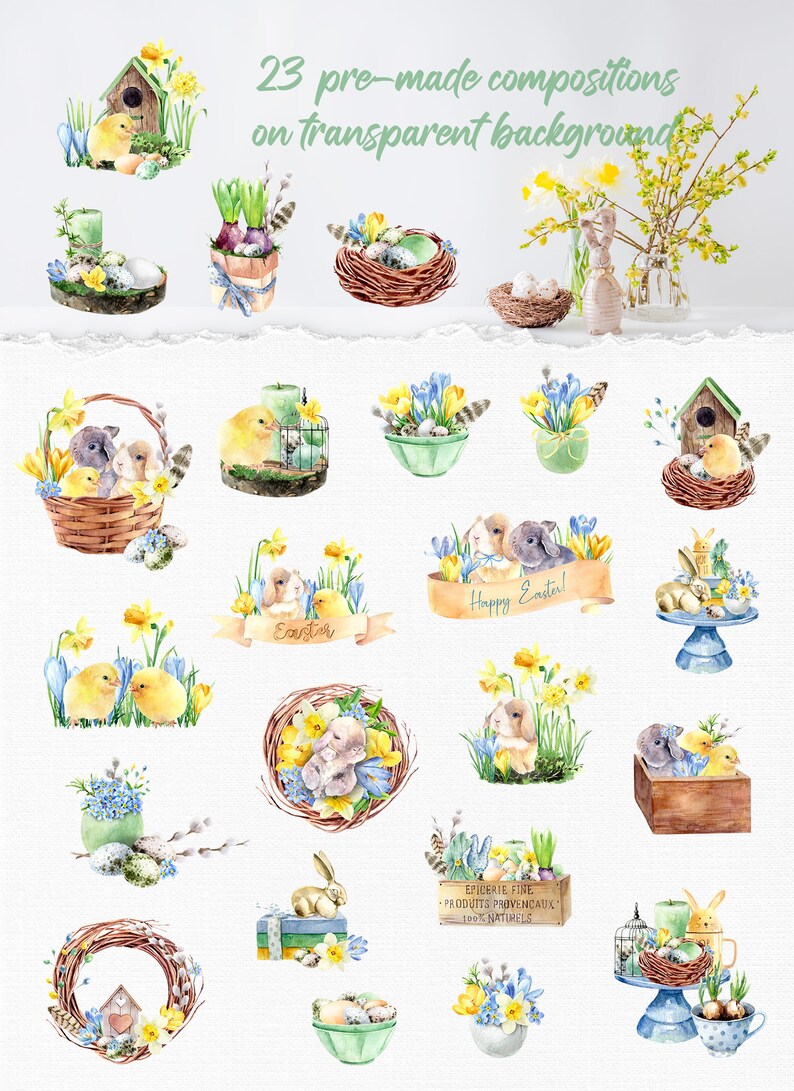 Easter Png Spring Clipart Easter Bunny Printable Eggs - Etsy