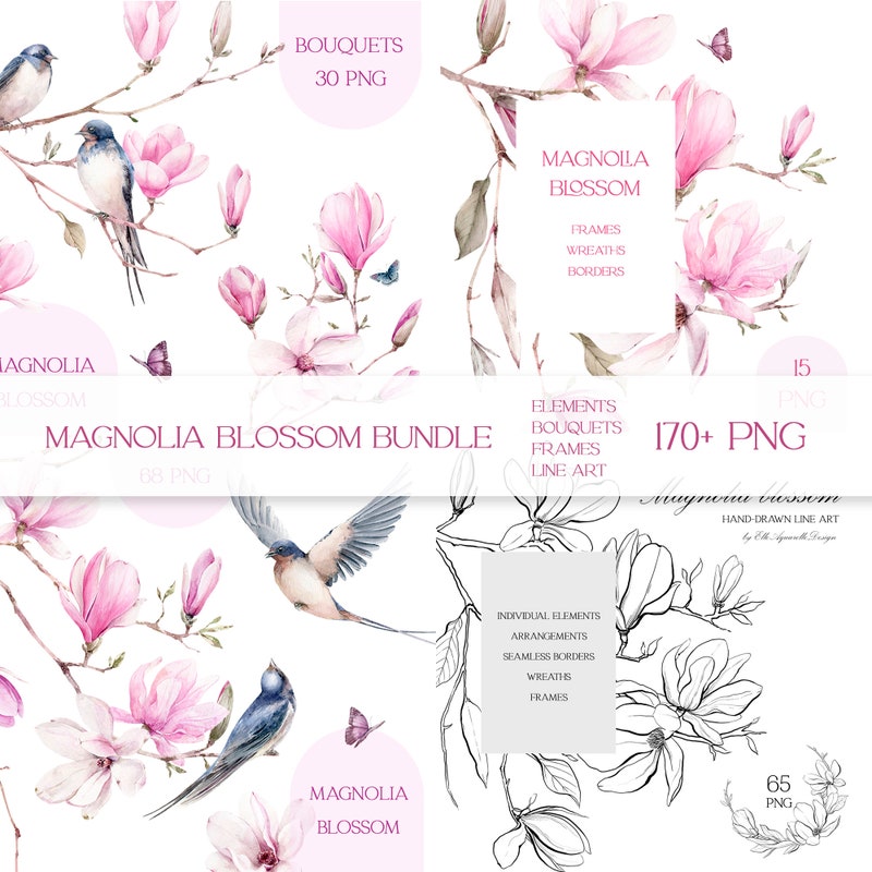Bird Transfers Magnolia - Etsy