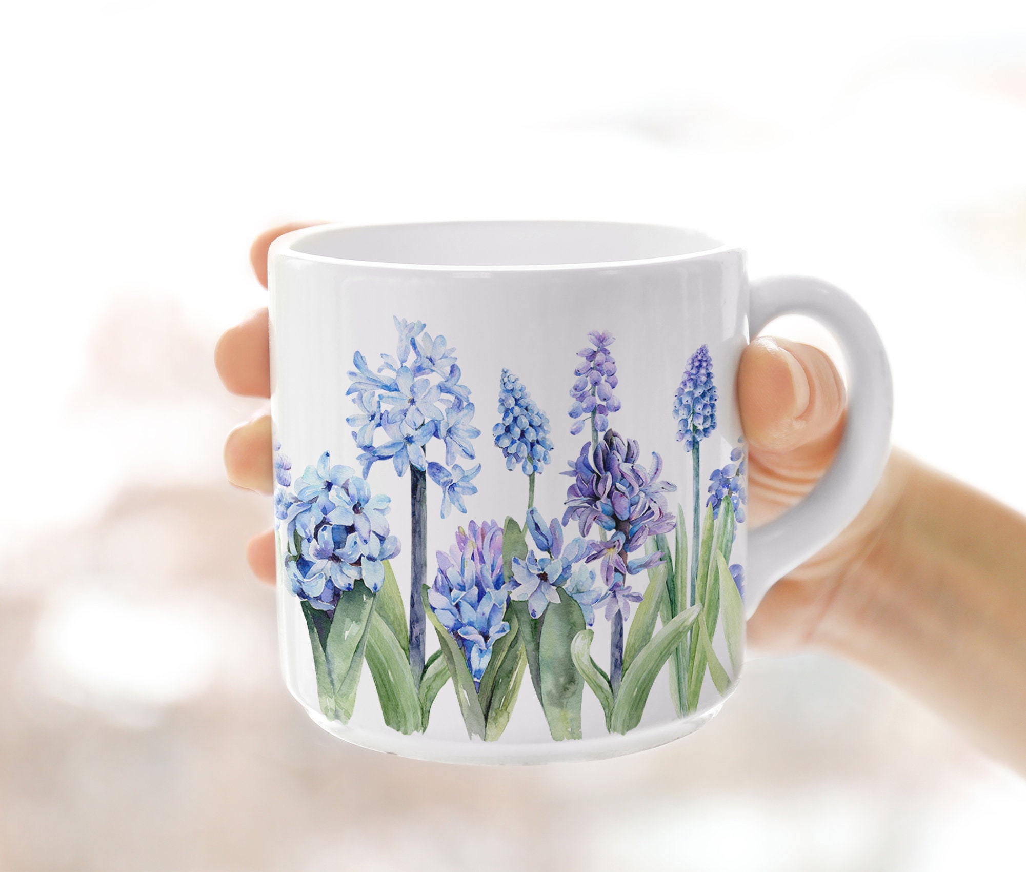 Spring Clipart Blue Flowers Watercolor Clip Art Hyacinth - Etsy