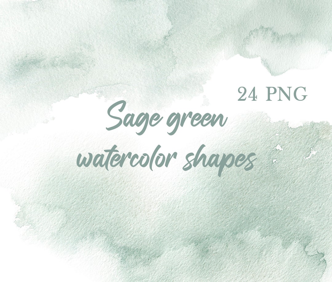 Sage Green Watercolor Splashes Clipart, Green Brush Strokes, Light ...