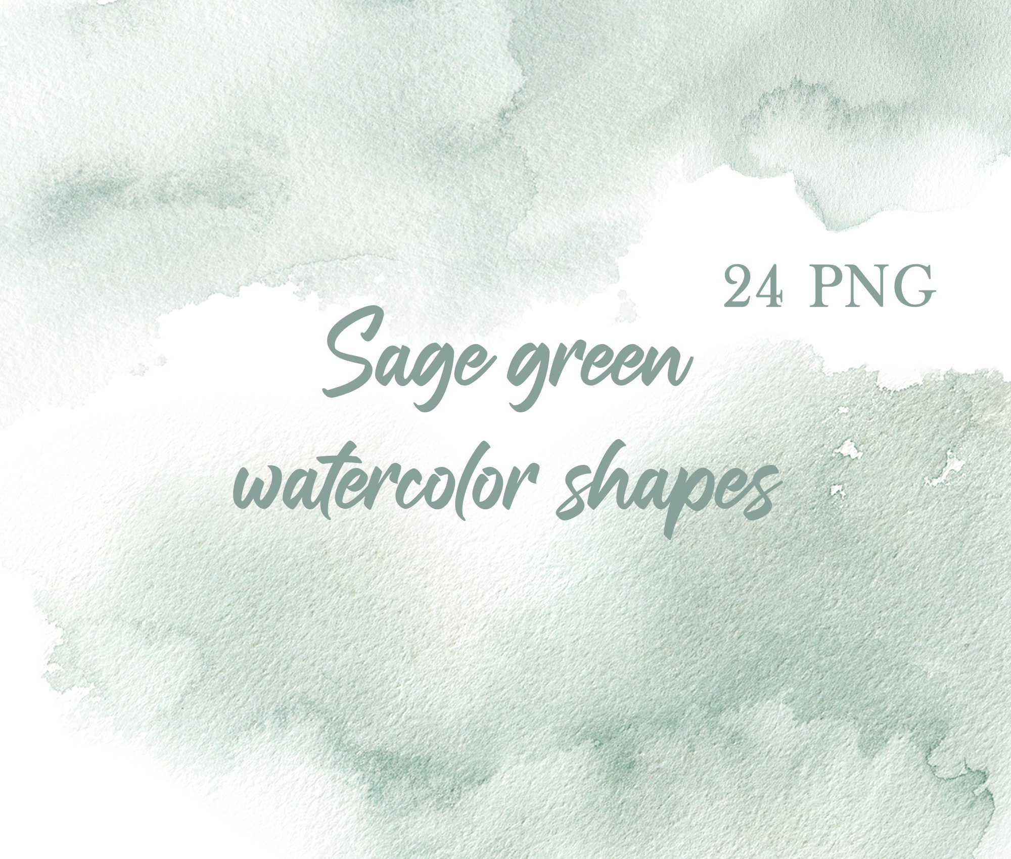 Sage Green Watercolor Splashes Clipart, Green Brush Strokes, Light ...