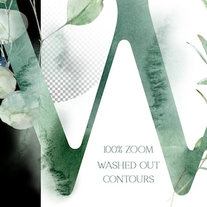 Watercolor Greenery Alphabet and Numbers, Botanical Alphabet, Green ...