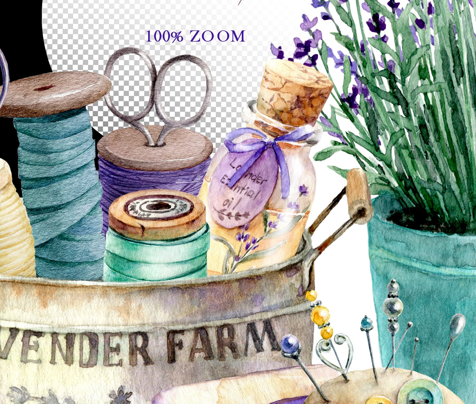 Lavender Watercolor Clipart Provence Clip Art French - Etsy