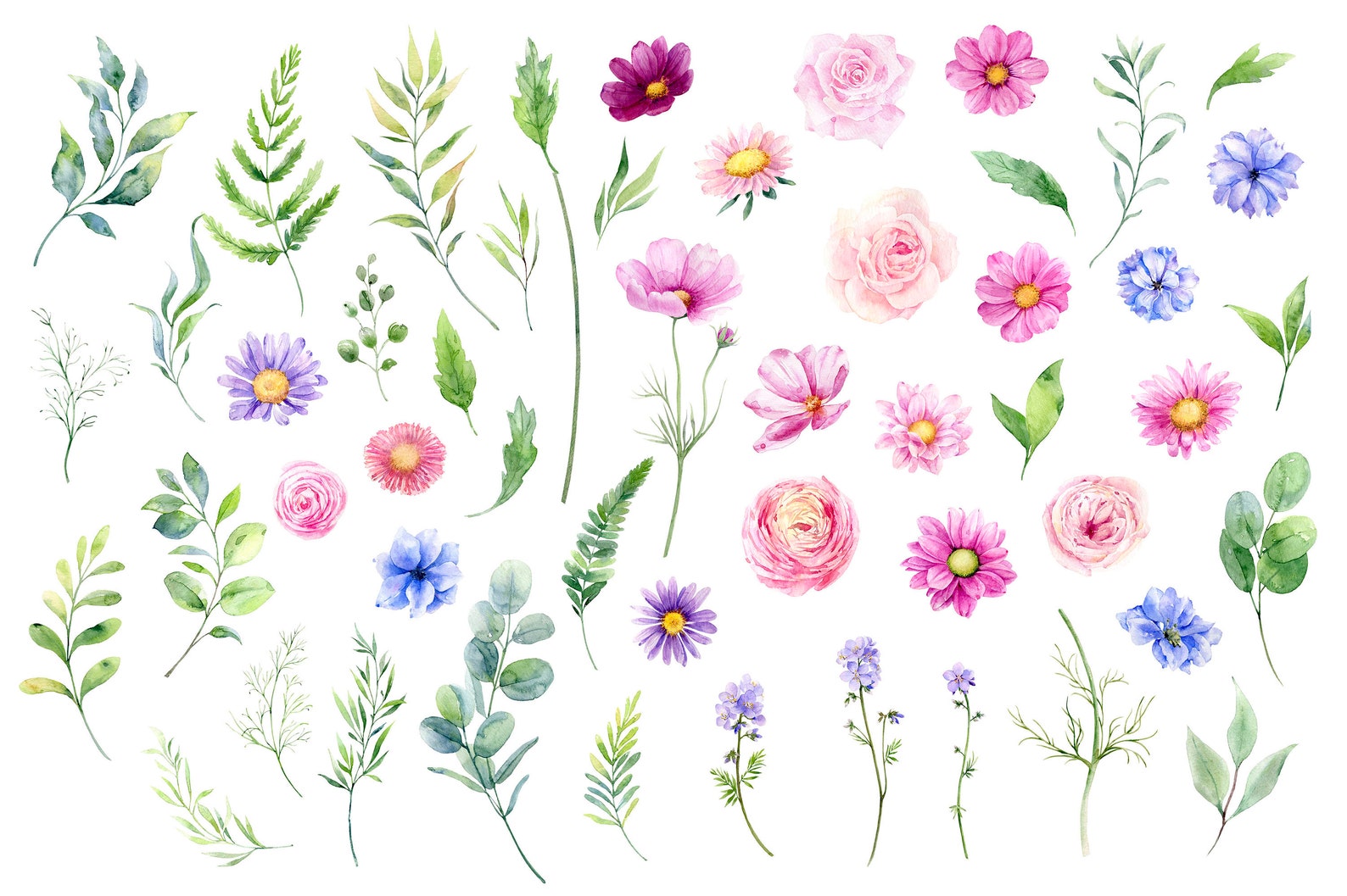 Watercolor Flowers Clipart Bundle Floral Clipart Roses - Etsy