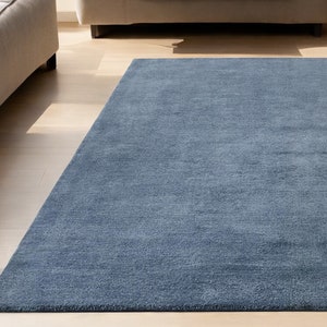 Blue Rug for Bedroom, Solid Plain Blue Rug for Living Room, 8x10 Rug ...