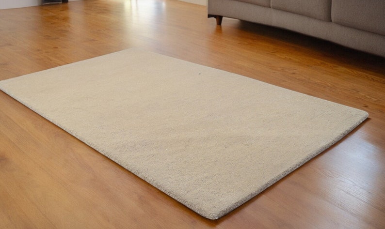 Gray Area Rug for Bedroom, Modern Rug, Solid Color Wool Rug for Living ...