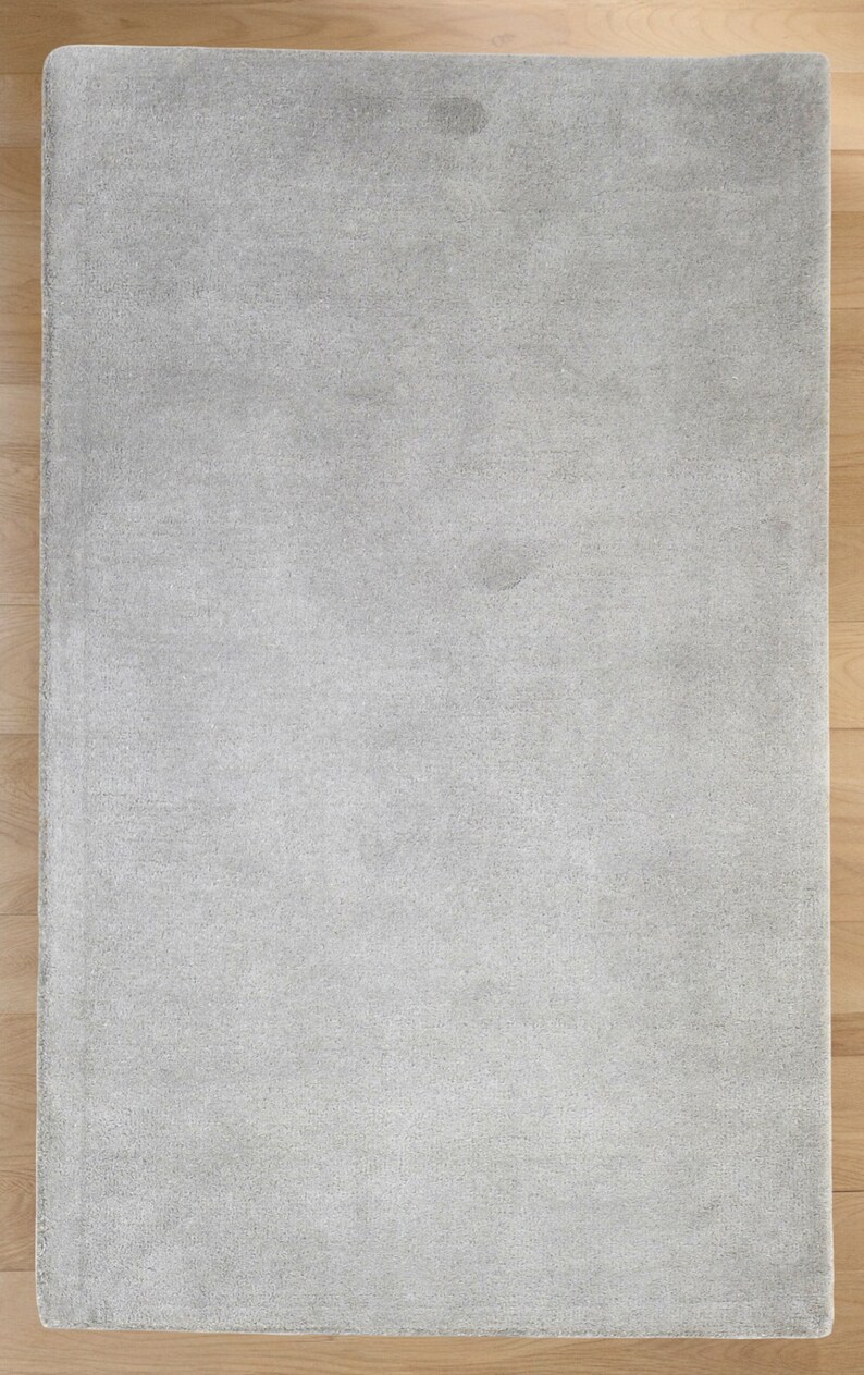 Gray Area Rug for Bedroom, Modern Rug, Solid Color Wool Rug for Living ...