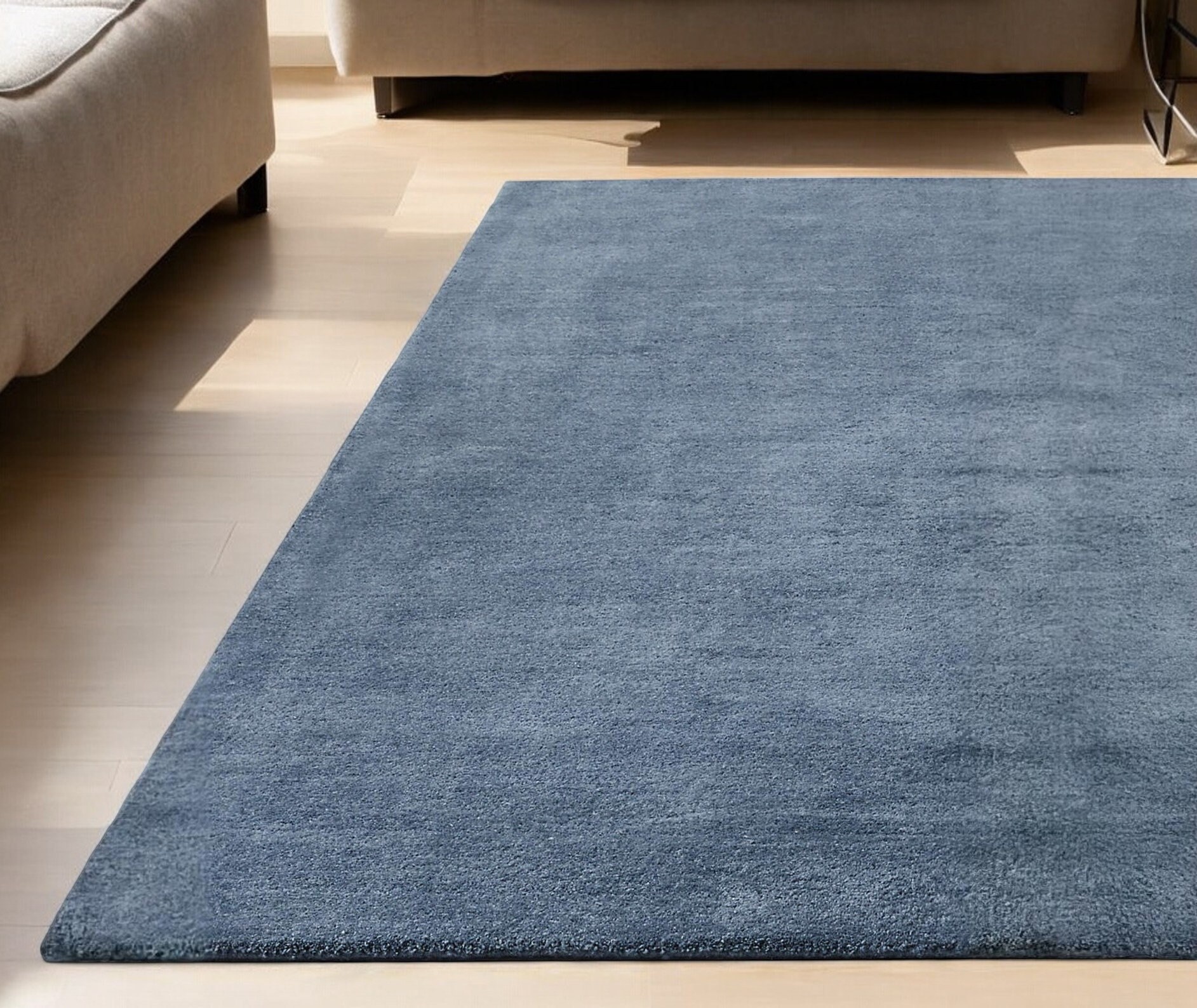 Blue Rug for Bedroom, Solid Plain Blue Rug for Living Room, 8x10 Rug ...