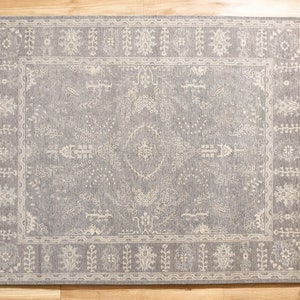 Area Rug for Living Room Gray / Ivory Wool Rug Hand Knot Rug Handmade ...