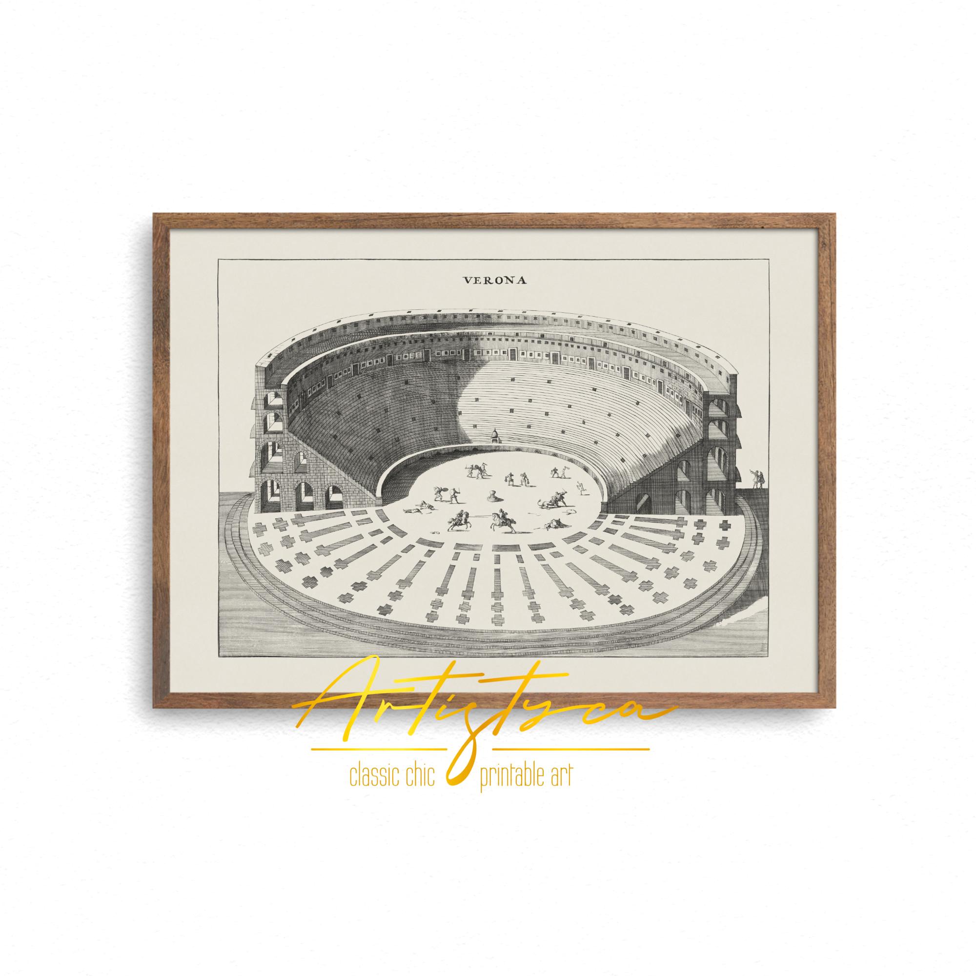 Arena of VERONA Sketch ITALIAN Wall Art Verona Digital Poster Verona ...
