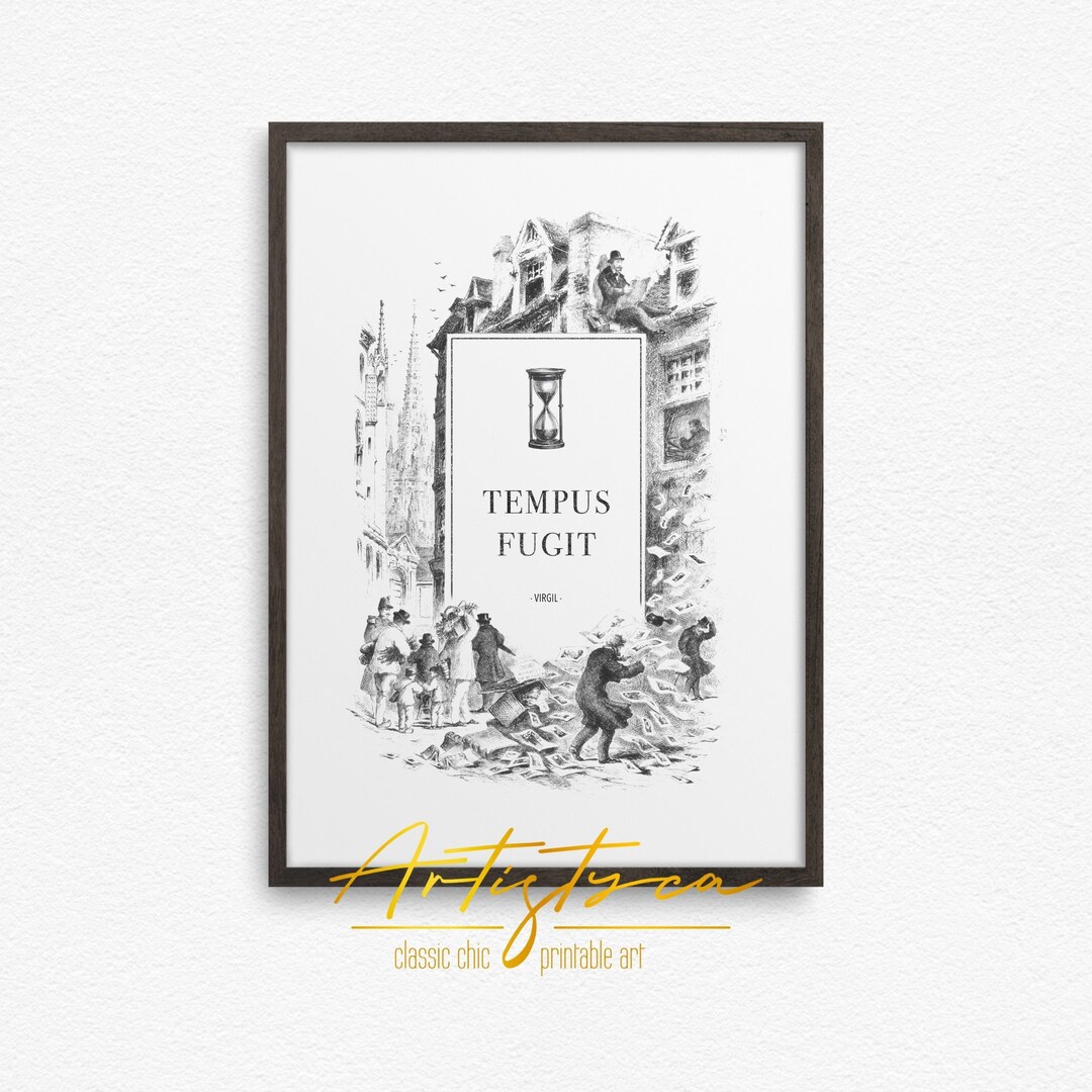 TEMPUS FUGIT Wall Art, Digital Art Print, Time Flies Latin QUOTE Poster ...