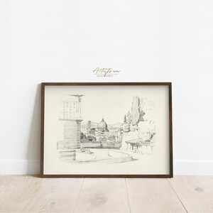 FLORENCE Sketch, Vintage Drawing, FLORENCE Wall Art, FLORENCE Skyline ...