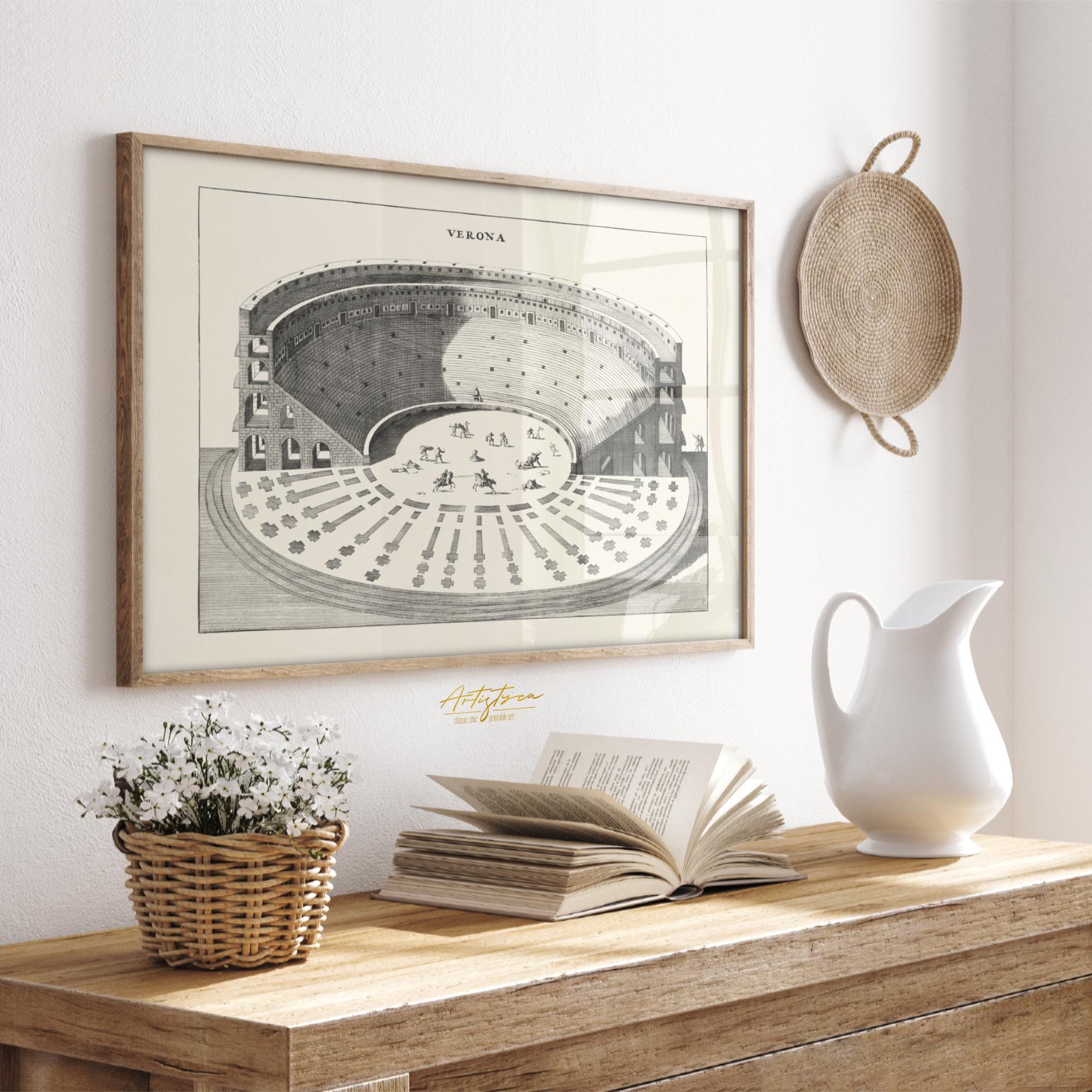 Arena of VERONA Sketch ITALIAN Wall Art Verona Digital Poster Verona ...