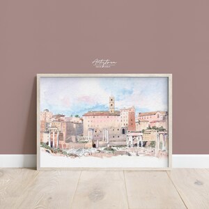 Ancient ROME Forum Watercolor Wall Art PRINT, ITALY Antique ...