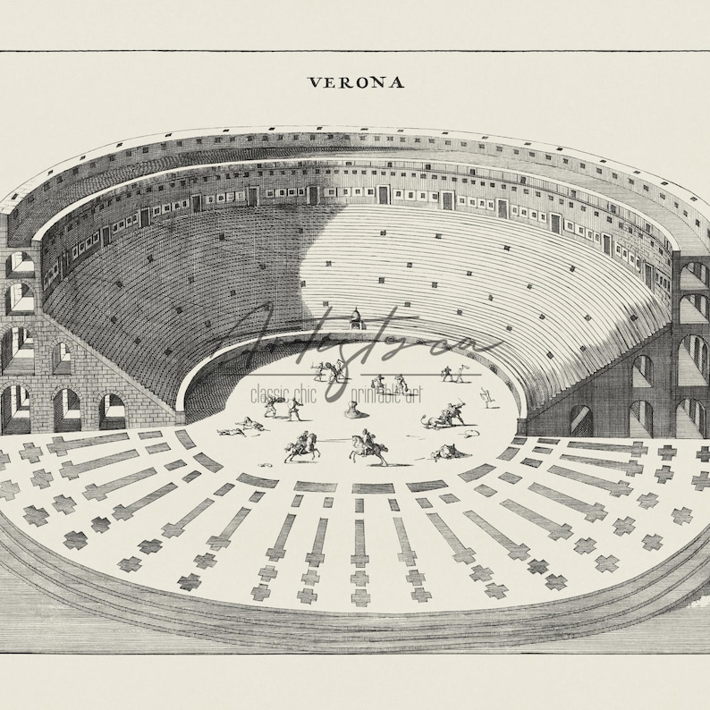 Arena of VERONA Sketch ITALIAN Wall Art Verona Digital Poster Verona ...