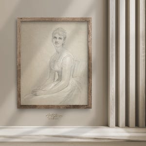 ELEGANT WOMAN Vintage Digital SKETCH Wall Art Print, Lady Portrait ...