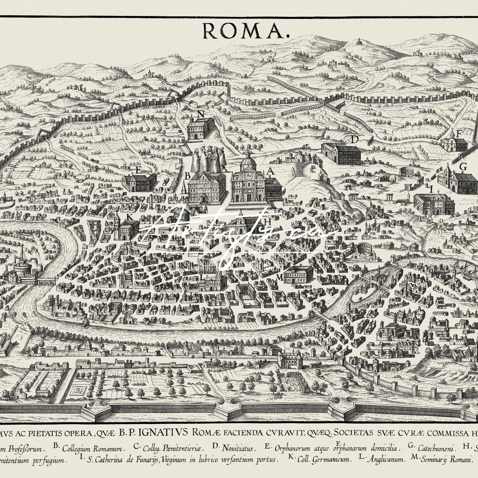 Ancient ROME Map, Vintage Drawing, ROME Map Print, Digital Wall Art ...