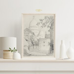 PARIS CITYSCAPE Digital DRAWING Wall Art Print, Parisian Street View ...