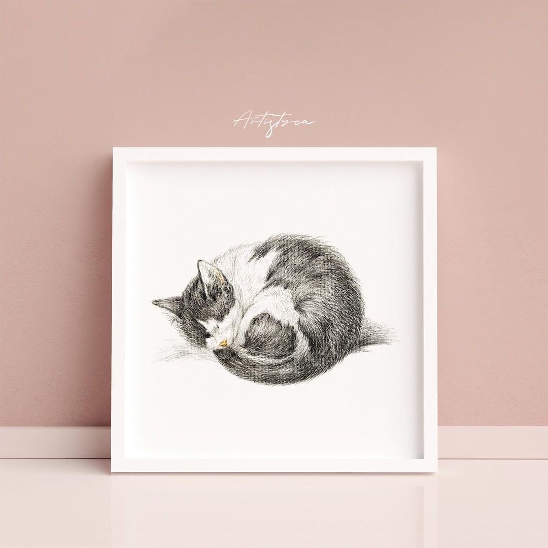 VINTAGE CAT Print, NURSERY Wall Decor, Cat Printable Sketch Art ...