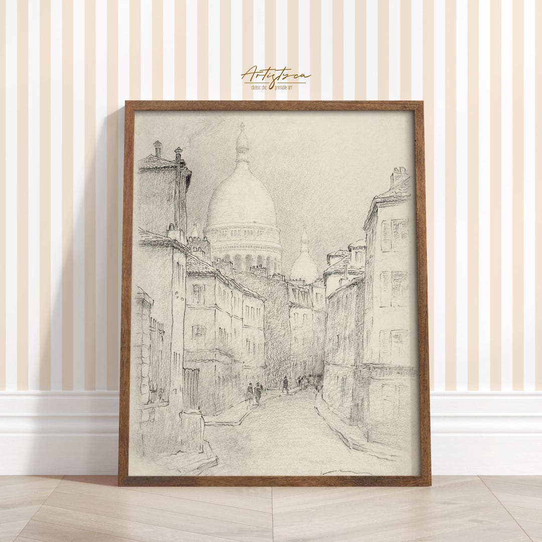PARIS Street View Neutral Sketch Poster Digital Wall Art Parisian ...
