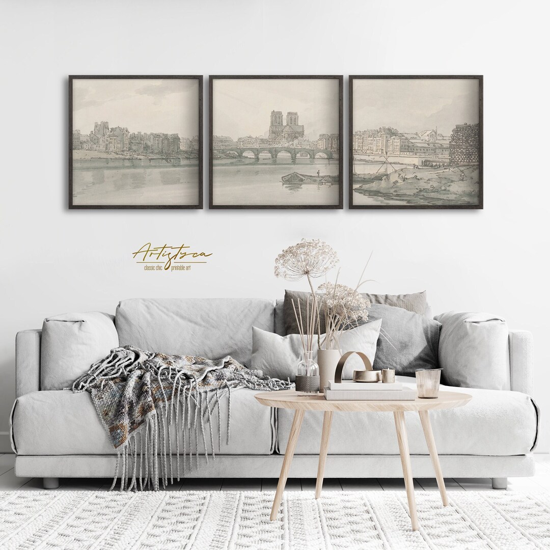 PARIS Skyline 3 Square Prints Set, FRENCH CITYSCAPE Vintage Parisian ...