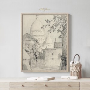 PARIS CITYSCAPE Digital DRAWING Wall Art Print, Parisian Street View ...