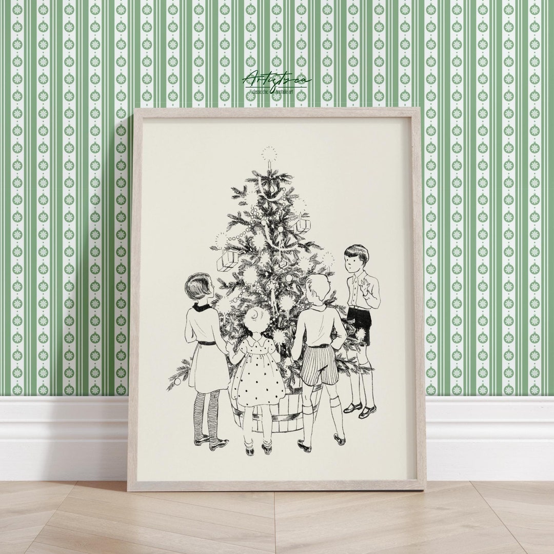 CHRISTMAS TREE Children Wall Art PRINT, Mute Neutral Kids Room Home ...