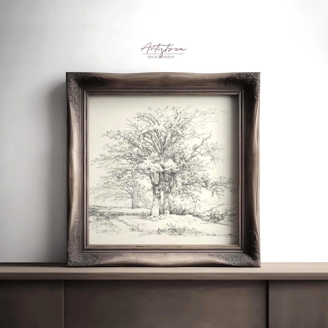 TREES Pencil SKETCH Tree Drawing Print Trees Neutral Wall Art Retro ...