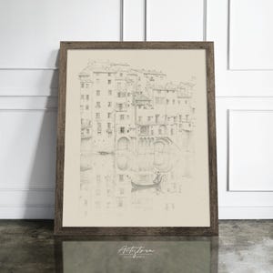 FLORENCE Cityscape Italian Digital Pencil DRAWING, Italy TUSCANY ...