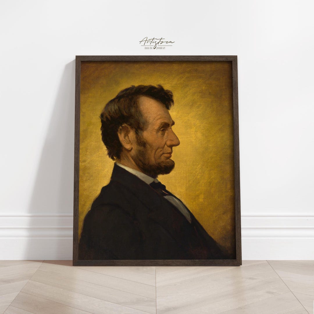 LINCOLN Portrait Painting, LINCOLN Vintage Wall Art, LINCOLN Digital ...