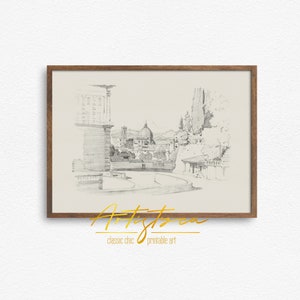 FLORENCE Sketch, Vintage Drawing, FLORENCE Wall Art, FLORENCE Skyline ...