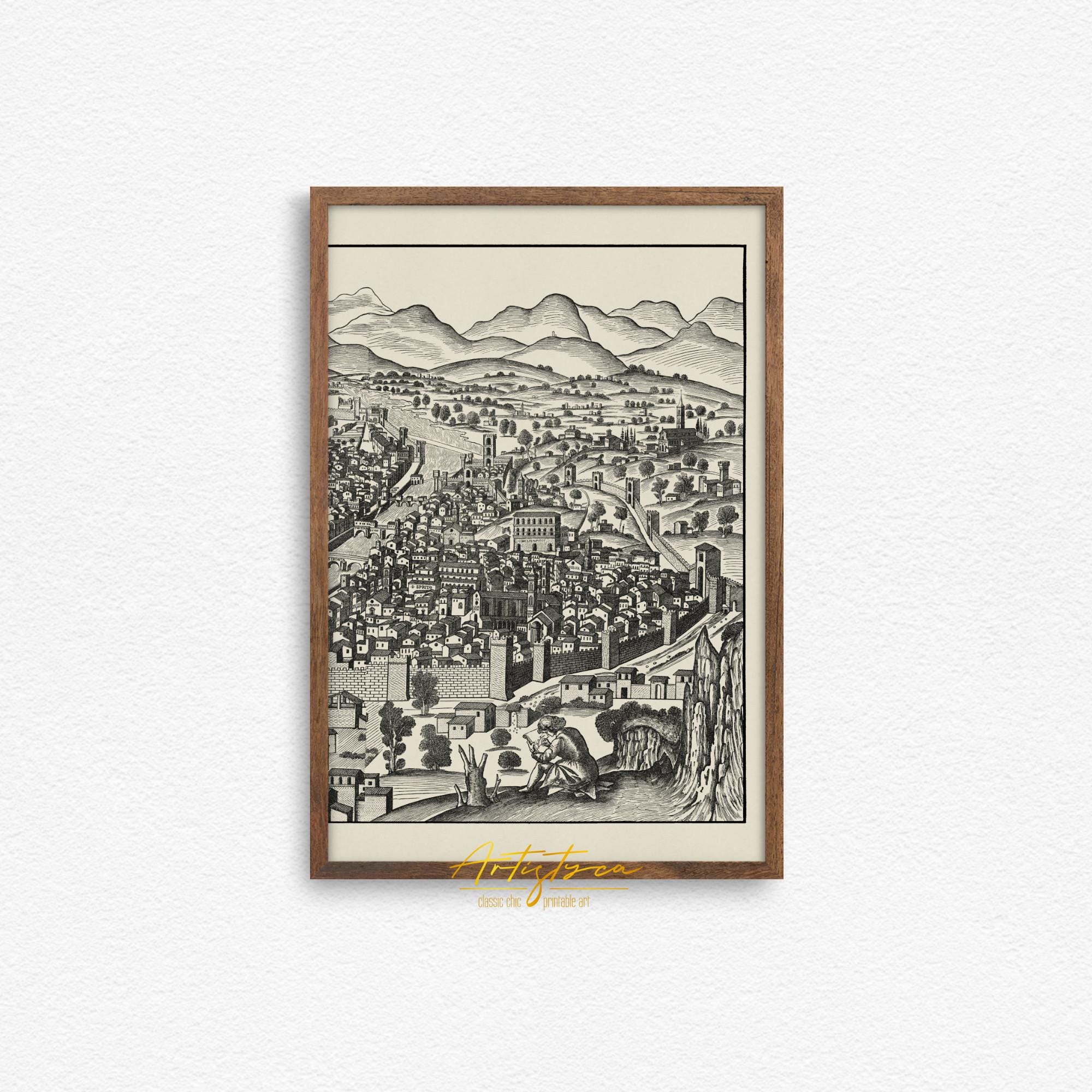 FLORENCE Ancient MAP Florence Map Wall Art 3 Digital Prints ITALIAN ...