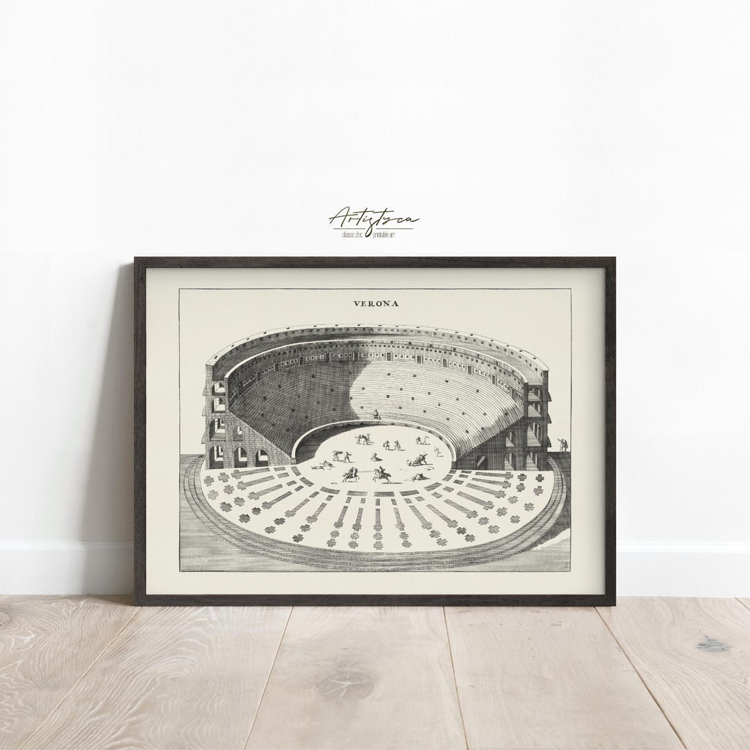 ITALIAN ARCHITECTURE Sketch Wall Art Print, Italy VERONA Arena Digital ...