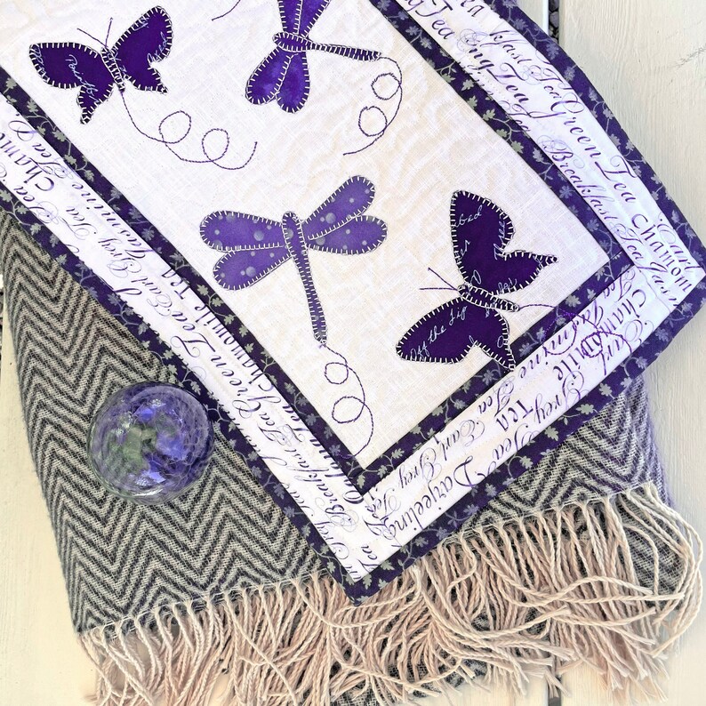 Meadow Wings, Quilt Pattern With Applique / PDF, Easy Scrap-friendly Pattern for Table Runner ...