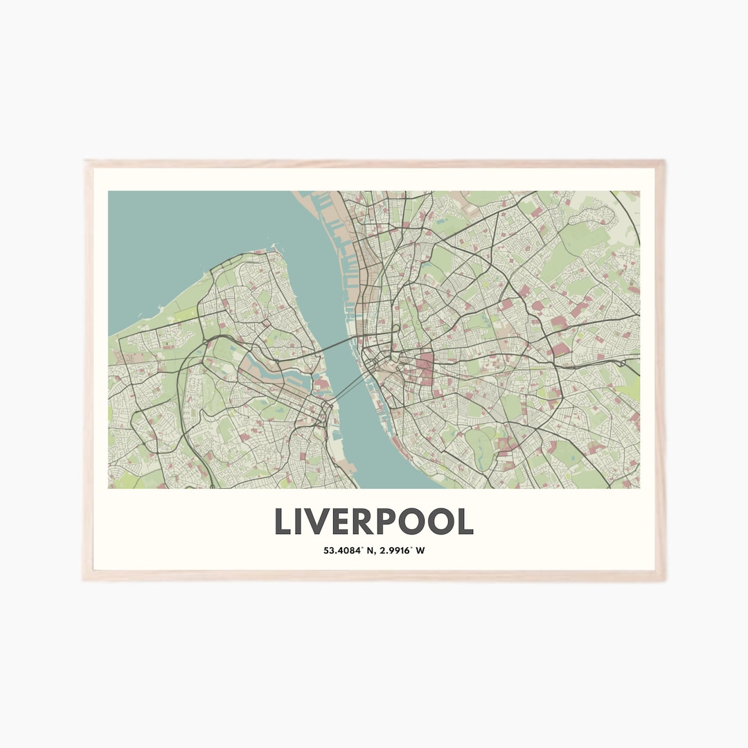 Landscape Liverpool Map City Map Minimalist Print Liverpool - Etsy