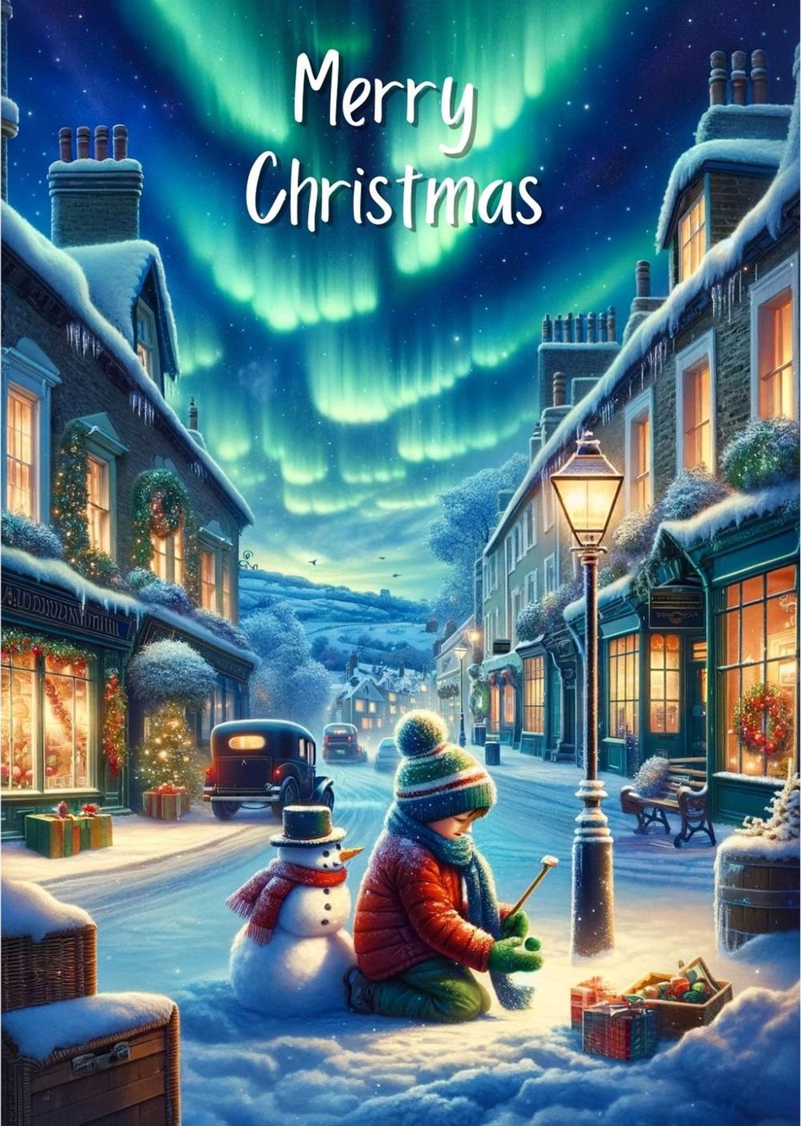 Northern Lights Holiday Charm - Printable Christmas Card - Etsy