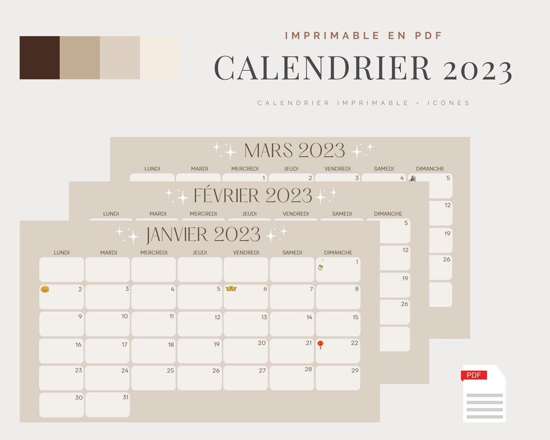 PDF Printable Calendar Important Dates Icons - Etsy