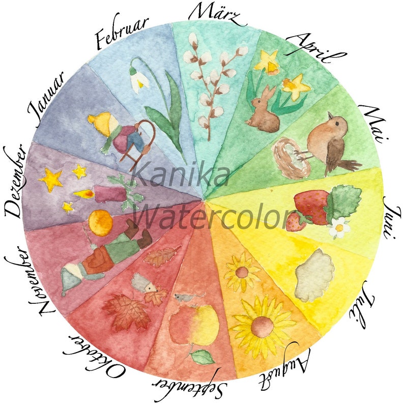 Calendar Watercolor Kids Waldorf - Etsy
