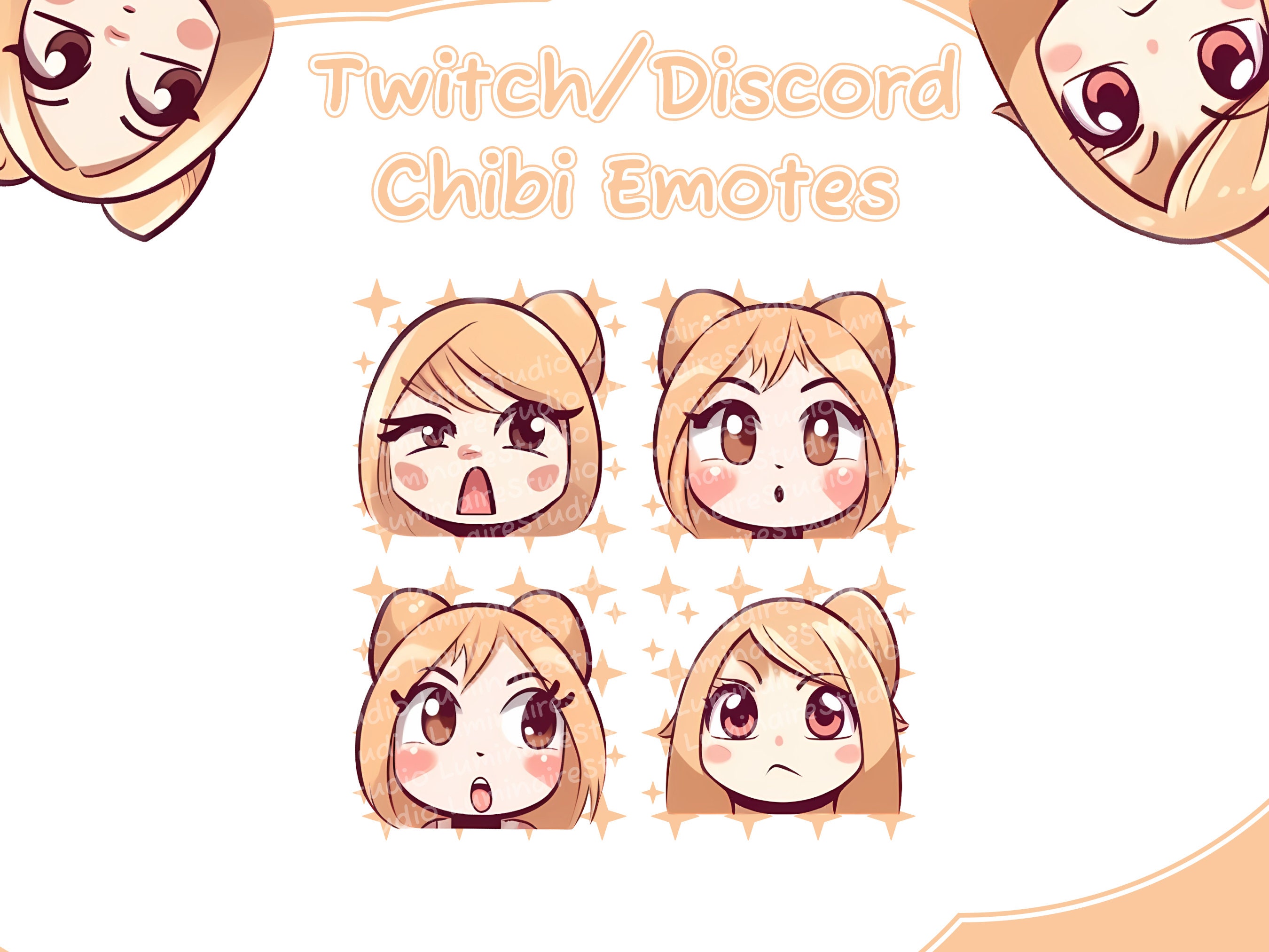 11 Cute Chibi Girl Emote Pack Emote Set for Twitch YouTube - Etsy Polska